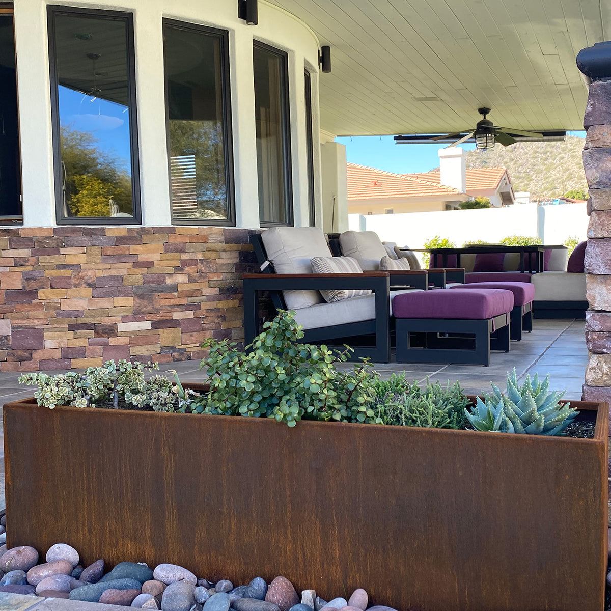 COR-TEN Steel Planter Box (14" L x 48" W x 14" H) – Edge Right