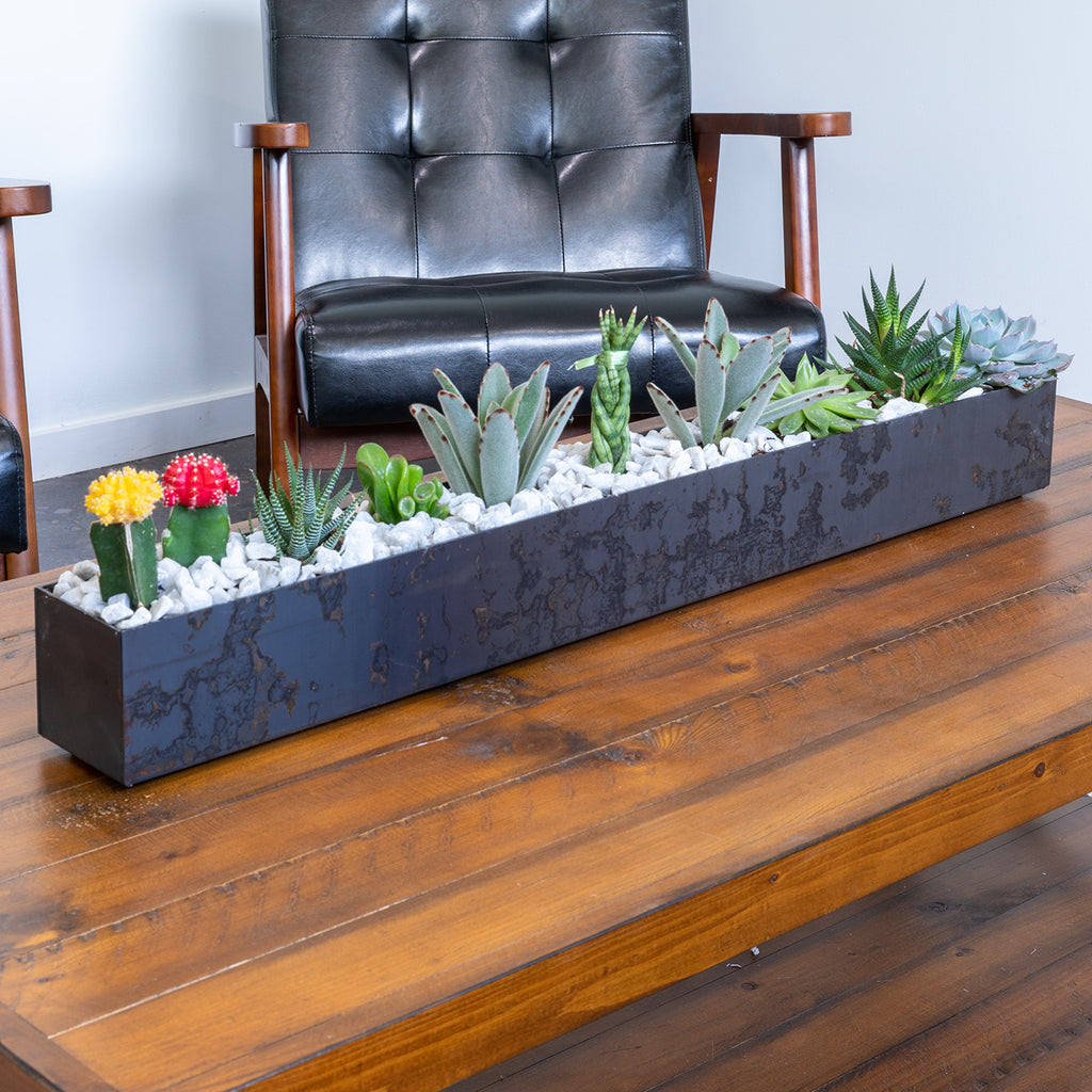 COR-TEN Steel Planter Box (32" L x 3.5" W x 3.5" H) – Edge Right