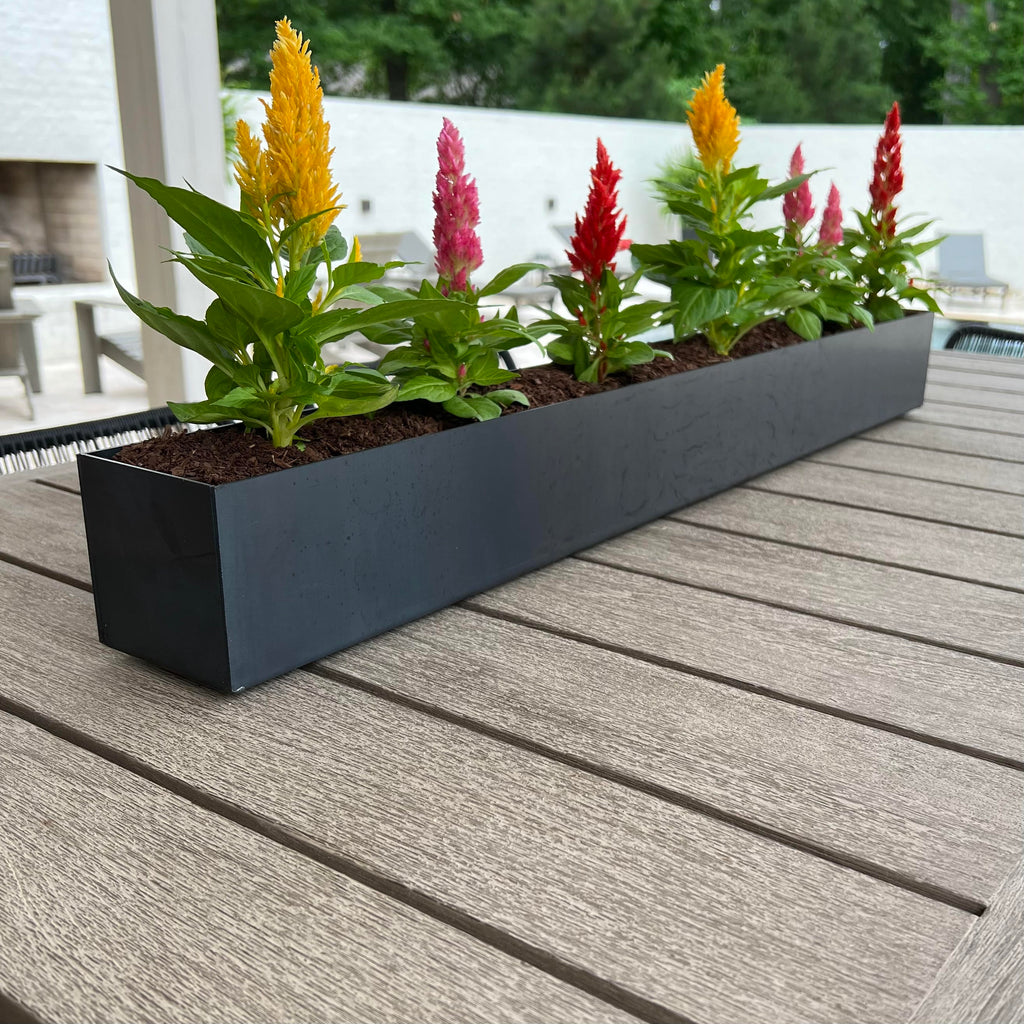 COR-TEN Steel Planter Box (32" L x 3.5" W x 3.5" H) – Edge Right