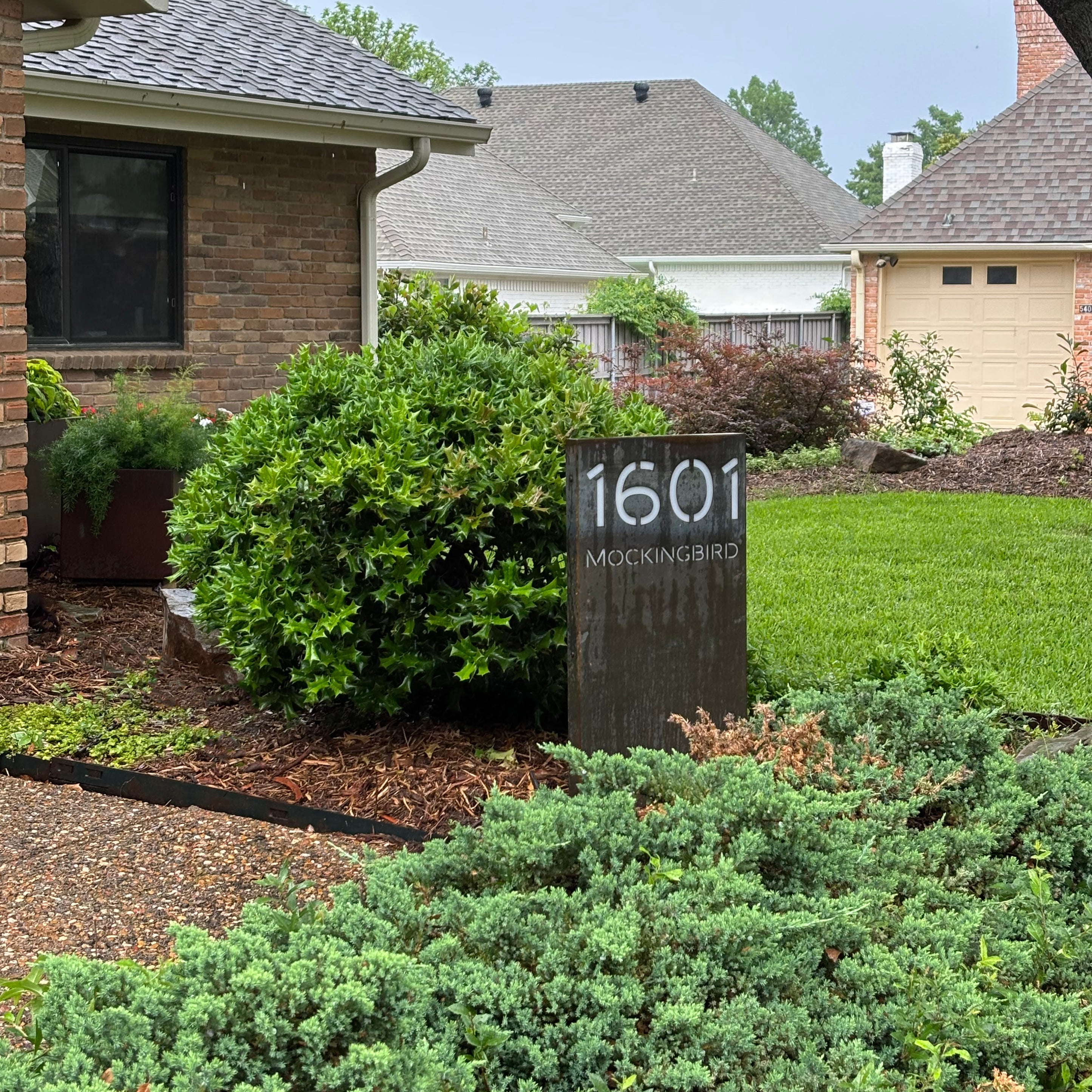 COR-TEN Steel Street Address Sign – Edge Right